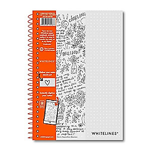 ROARING SPRING Whitelines Dot Ruled Spiral Bullet Journal, Digitally Download Your Notes, FREE App, 8.25" x 5.75" 70 Sheets