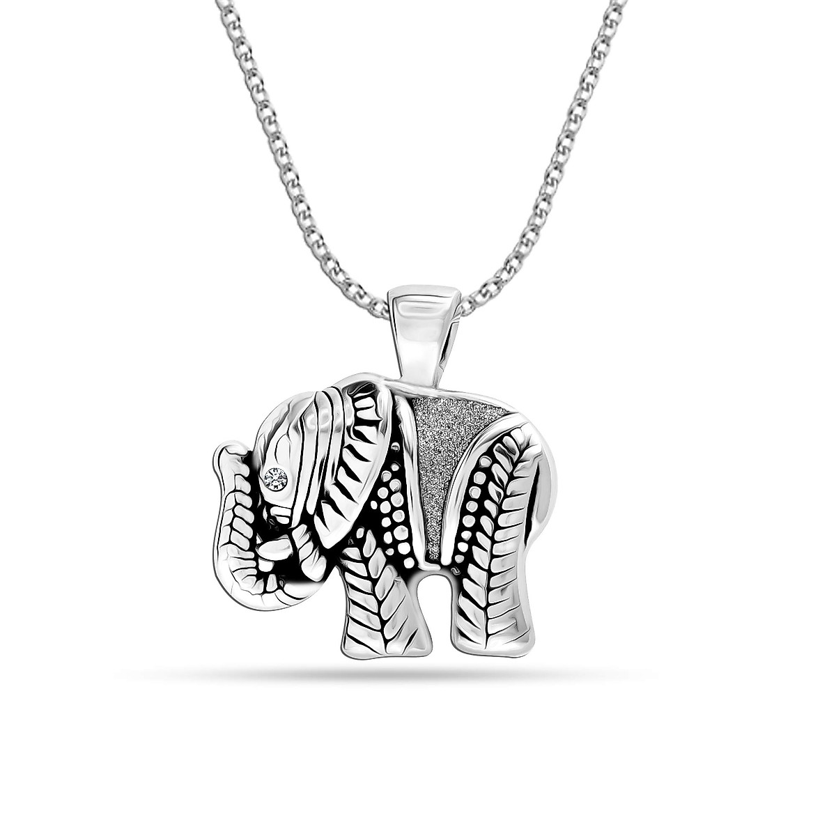LeCalla 925 Sterling Silver Elephant Necklace Jewelry Antique Beautifully Carved Elephant Pendant Necklace for Women