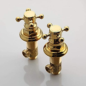 Bathroom Kitchen Basin Mixer Tap Sink Faucet 2 Handles 3Pcs Gold Bathroom Basin Faucet Bathtub Tap-Golden Plated