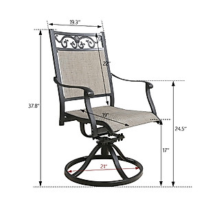 Ulax furniture Patio Cast Aluminum Swivel Dining Chairs Outdoor Sling Rocker Bistro Chairs (Set of 2)