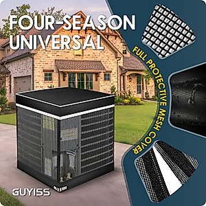 GUYISS Air Conditioner Covers,Full Mesh With Collapsible Waterproof Top,24 x 24 x 28 Inch Outside Central AC Unit Protector Against,All Season dustproof, snow-proof, rain-proof and defoliation-proof