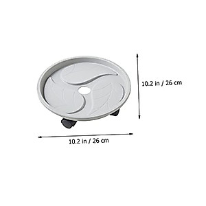 Yardwe Flower Pot Tray House Plants Round Planter Carts with Wheels Heavy Duty Flower Pot Mover Planter Caddy Modern Plant Stand Grey Planter Rolling Caddy Plant Stands Flower Pot Stand