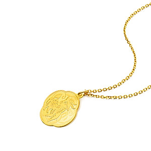 CHOW SANG SANG Chinese Gifting Collection 999.9 24K Solid Gold Price-by-Weight 3.36g Gold Plum blossom-shaped 12 Chinese Zodiac Pendant for Women | [Not Include the Necklace] (Goat)