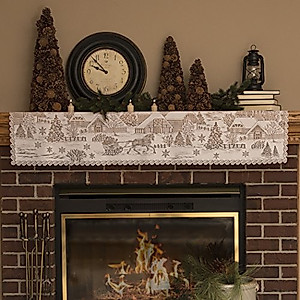 Heritage Lace White Sleigh Ride 60" X 20" 4-Way Mantle Scarf