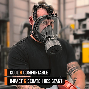 MIRA Safety CM-I01 Full-Face Industrial-Grade Gas Mask with 40mm NATO Filter Compatibility and Advanced Valve Design (Black)