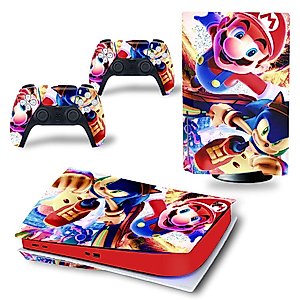 PS5 Console and DualSense Controller Skin Vinyl Sticker Decal Cover, Suitable for Playstation 5 Console and Controller, Durable, Scratch-Resistant, Disk Version (Sonic The Hedgehog[8850])