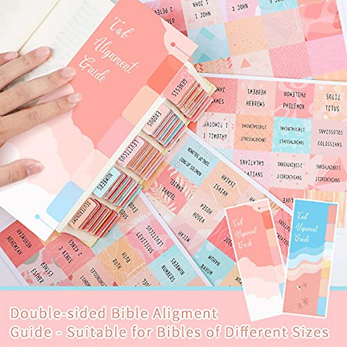 PAIVSUN Bible Tabs for Study Bible, Bible Journaling Supplies Christian Gift for Women, 66 Bible Index Tabs Old and New Testament, 14 Blank Tabs, Large Print Bible Book Tabs for Women Kids - Pinkbrown