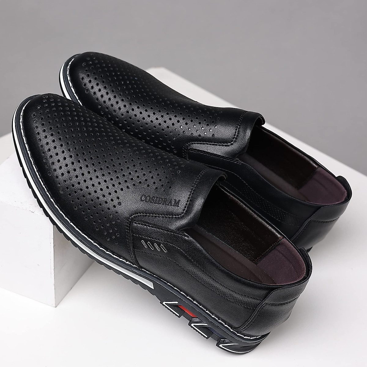 COSIDRAM Mens Casual Shoes Slip on Loafers Lightweight Comfort Business Dress Shoes for Male Blue 11