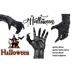 MBVBN Witch's Demon Hand Wall Hanging Statues,Gothic Halloween Decorations,Resin Retro Wall Art Mounted Hang Decoration for Living Room, Entrance Hall, Room or Outdoor Key Jewelry Holder (black)