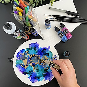 Circle Alcohol Ink Paper - 25 Round Sheets Pixiss Heavy Weight Art Paper for Alcohol Ink & Watercolor - Extra Smooth Synthetic Paper A4 8x12 inches, 300gsm