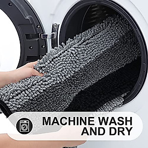 OLANLY Bathroom Rug, Extra Soft Chenille Thick Absorbent Shaggy Mat, Non-Slip Machine Wash Dry Plush Bath Mats for Bathroom, Tub and Shower (36 x 24 Inch, Black)