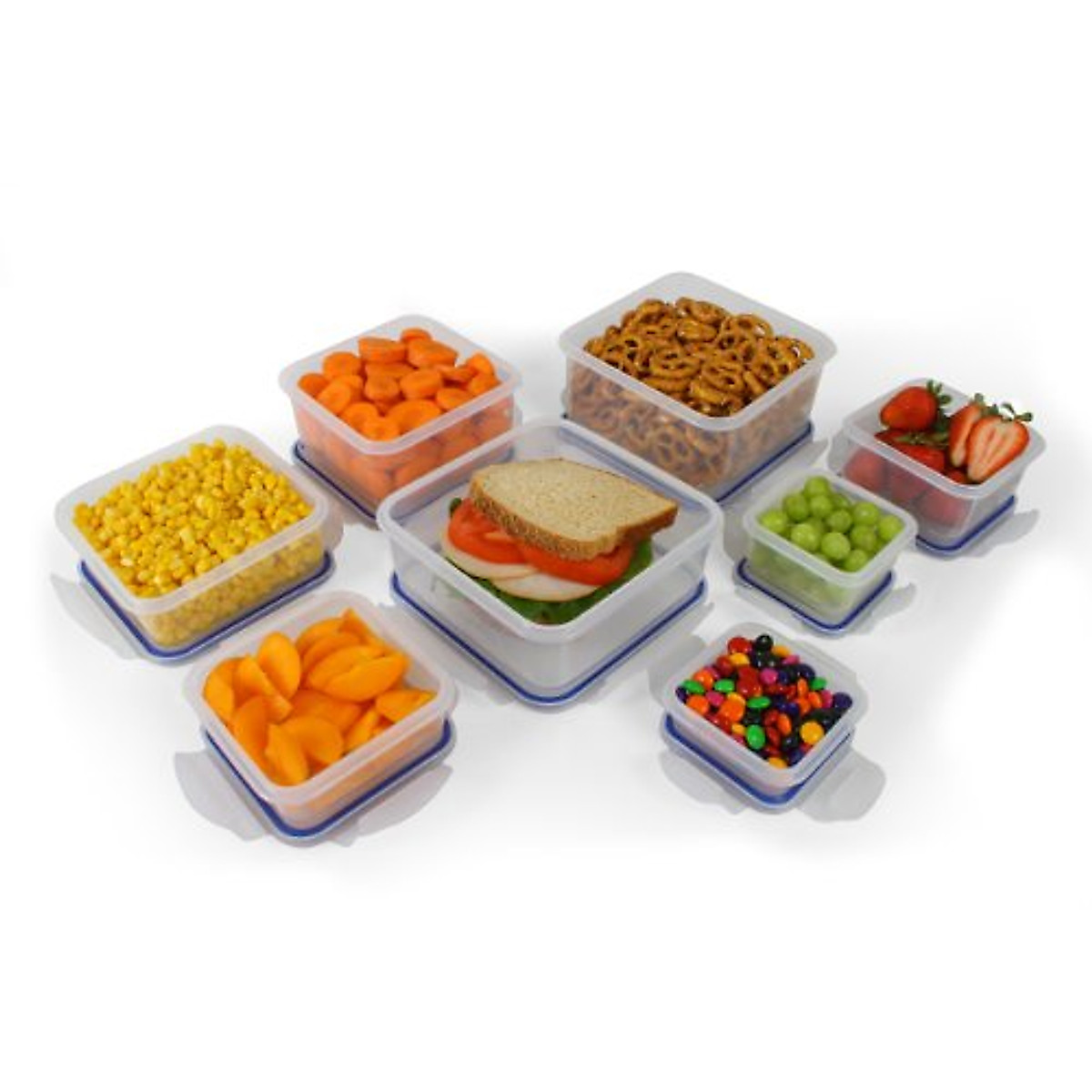 8 Clear Food Storage Containers Set, Microwave and Freezer Safe, Little Big Box, by Popit!