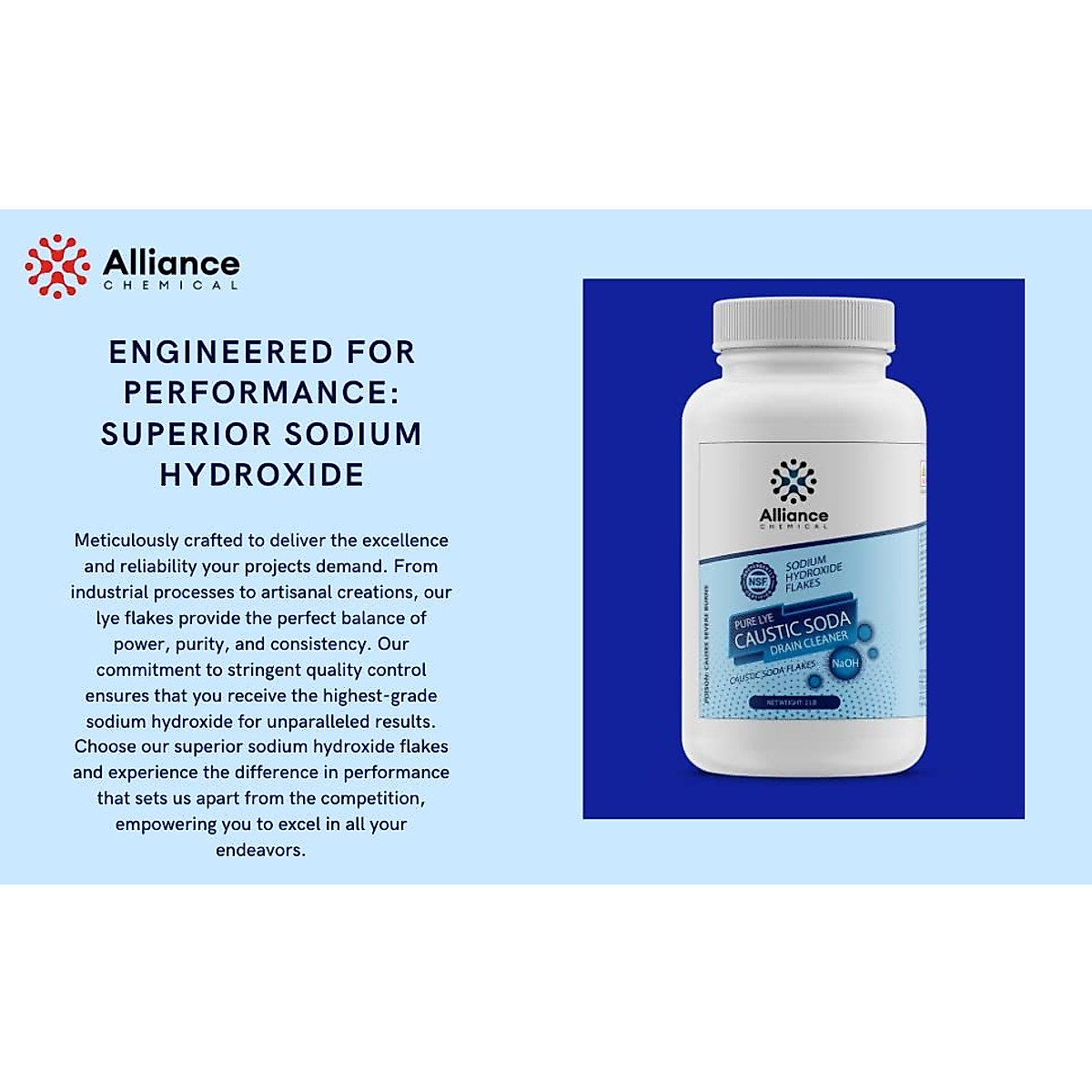 Sodium Hydroxide Flakes - Water Treatment Grade - 8 Pack (16LB Total) - Pure Caustic Soda - for Soaps, Drain Cleaner, Textiles, Water Treatment