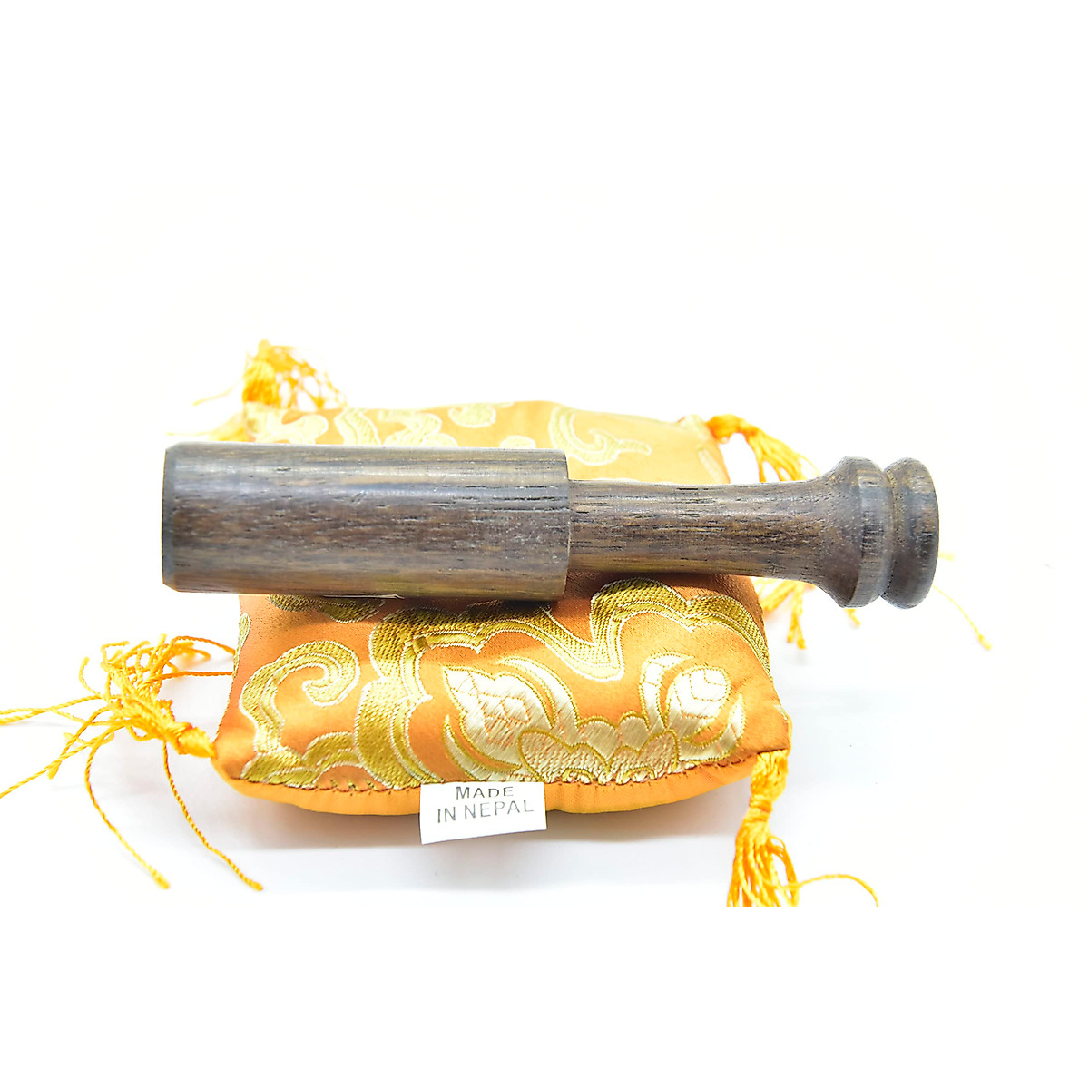 3.75" Tibetan Meditation Yoga Singing Bowl Green Set with free Wooden Mallet and Silk Cushion from Nepal, Singing bowls. (Orange)