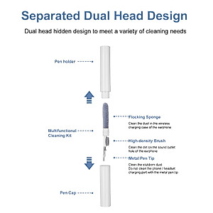 Cleaner Kit for Airpods Pro 1 2 3, Multi-Function Earbuds Cleaning Pen with Soft Brush for Bluetooth Earphones Case,Wireless Earpods,Headphones,Headsets,iPhone,iPad,Laptop,Camera,Phone,Lego