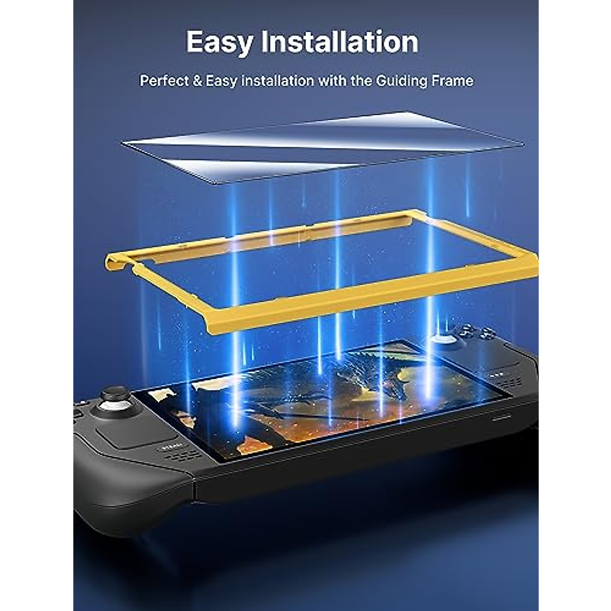 JSAUX 2-Pack Steam Deck Screen Protector, Ultra HD Glass Protector 9H Hardness Easy to Install with Guiding Frame Scratch Resistant Tempered Glass for Steam Deck/Steam Deck OLED, Come with Toolkits