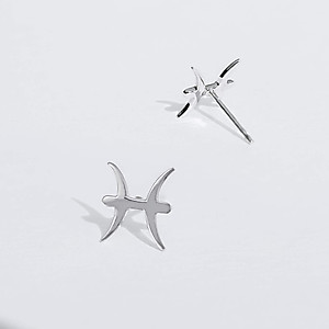 Boma Jewelry Sterling Silver Pisces Zodiac Sign Stud Earrings