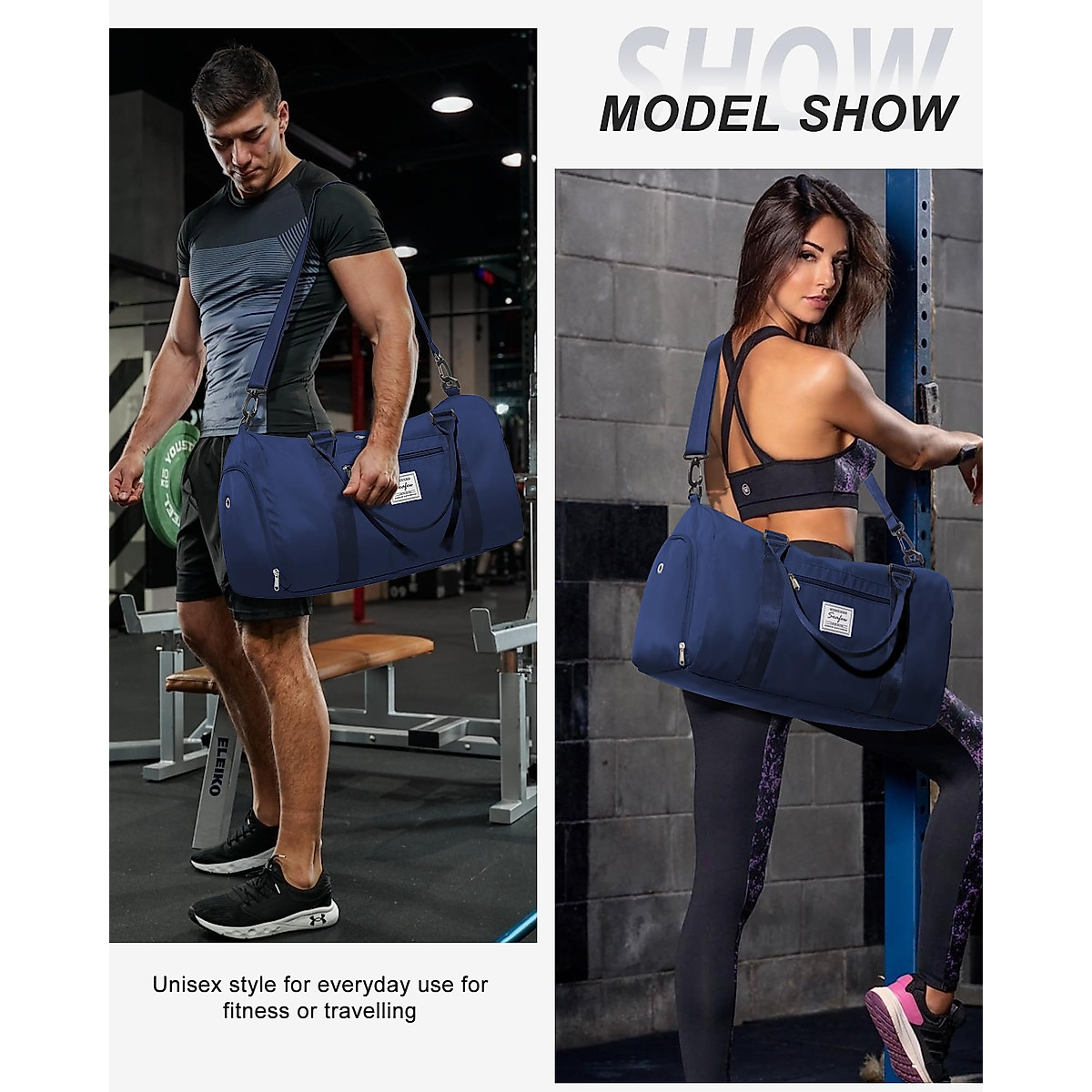 Gym Bag Womens Mens with Shoes Compartment and Wet Pocket Travel Duffel Bag for Women for Plane Sport Gym Tote Bags Swimming Yoga Waterproof Weekend Overnight Bag Carry on Bag Hospital Holdalls