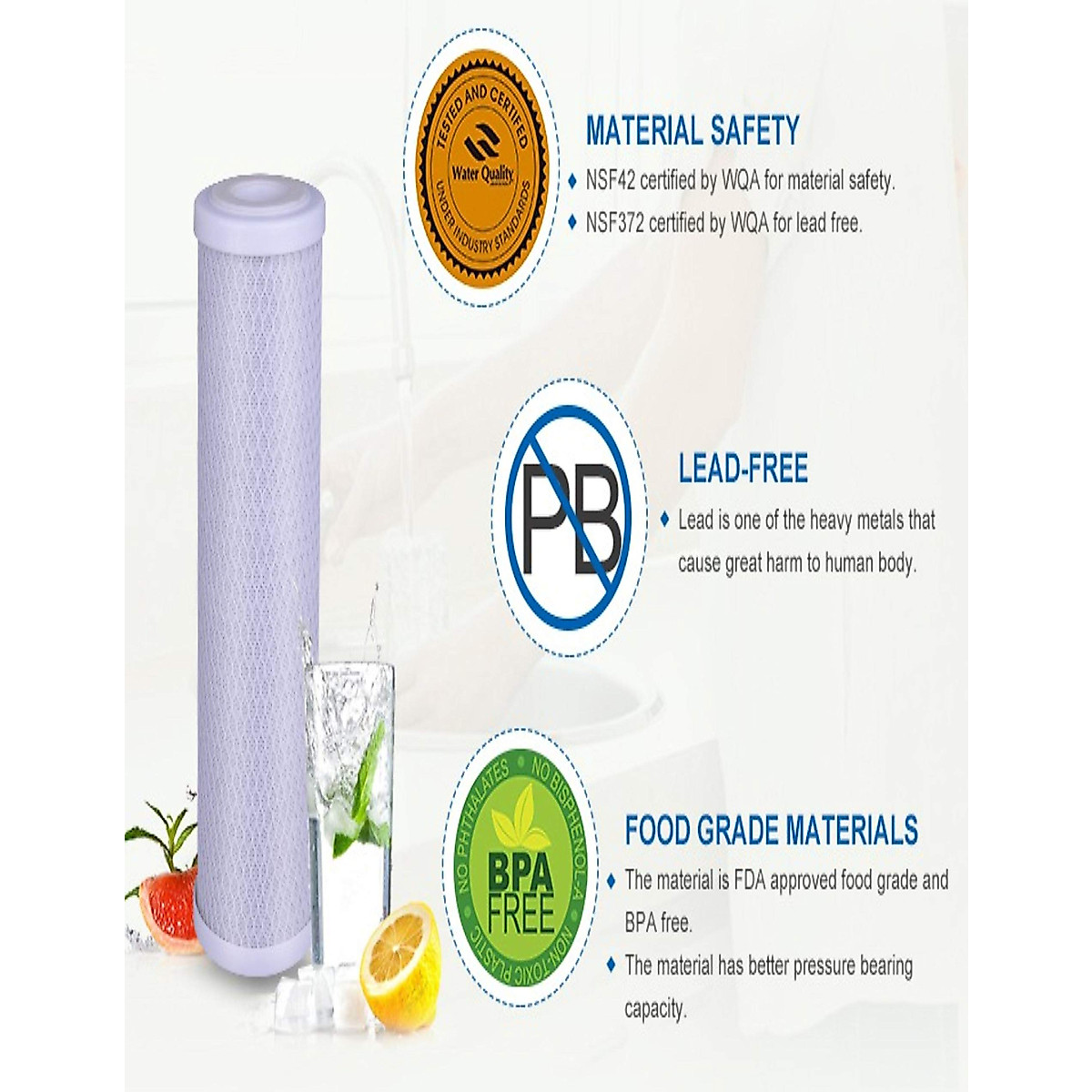 CFS – Carbon Block Water Filter Cartridges Compatible with GE GXWH04F, GXWH20F, GXWH20S & GXRM10 Models – Remove Bad Taste & Odor – Whole House Replacement Water Filter Cartridge- White (Pack Of 4)