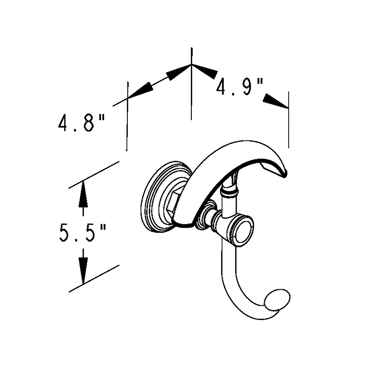 Ginger 4811/PC Eavon Double Towel Robe Hook, Polished Chrome