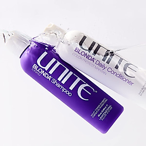 UNITE Hair Shiny BLONDA Trio - BLONDA Purple Shampoo, 8 Fl Oz with BLONDA Daily Purple Conditioner, 8 fl. Oz and BLONDA Oil - Argan for Blondes, 4.23 fl. Oz (3 items)
