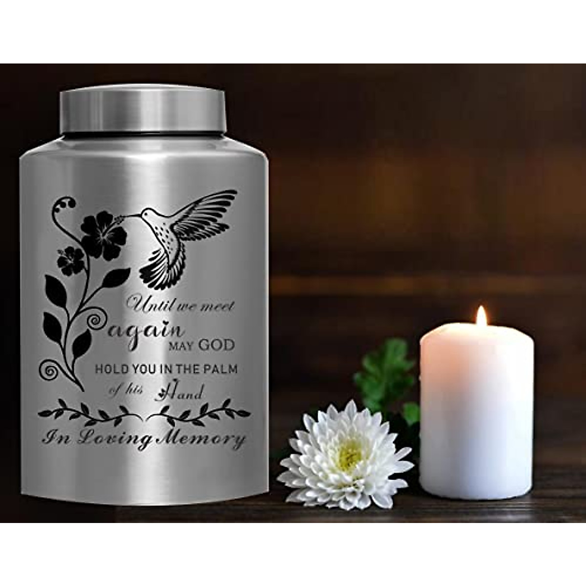 Cremation Urn for Ashes Large Urn for Human Ashes Memory Decorative Funeral Burial Urn Keepsake for Male Female Ashes with Velvet Bag up to 220 lbs Hummingbird Tree of Life Stainless Steel