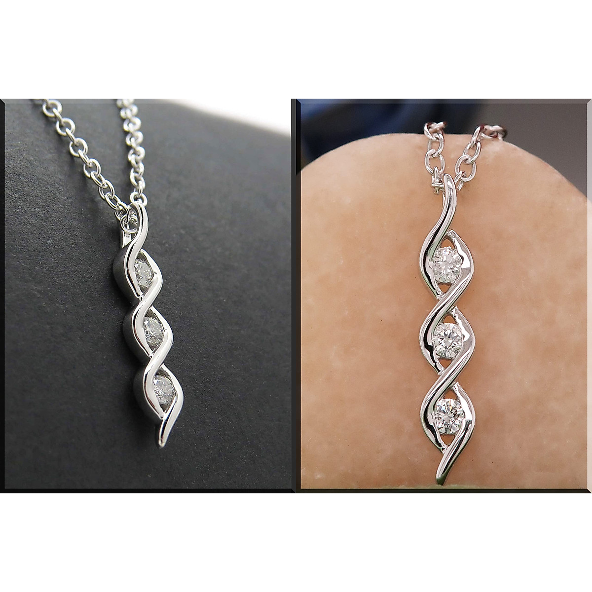 Dazzlingrock Collection Round White Diamond Ladies Twist 3 Stone Infinity Pendant 1/10 CT (0.10 ctw, Color I-J, Clarity I1-I2), 14K White Gold