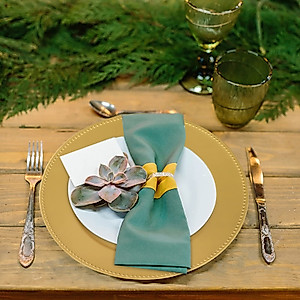 Okllen 12 Pack Plastic Gold Charger Plates, 13" Round Beaded Charger Plates Decorative Dinner Chargers, Embossed Charger Serving Plates for Wedding, Catering Event, Tabletop Decor