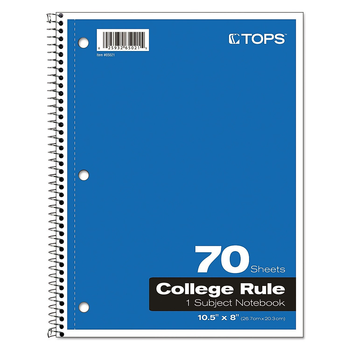 Oxford Spiral Notebook, 1-Subject, College Ruled Paper, 70 Sheets, Color May Vary, 1/Notebook (65021) (Pack of 1)