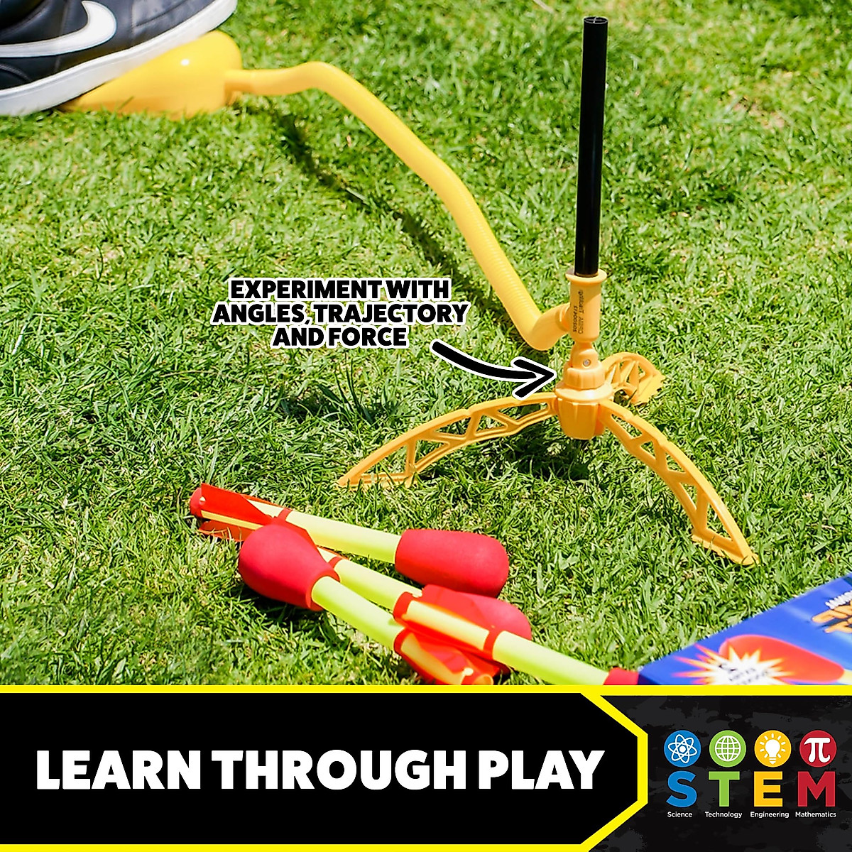 Stomp Rocket Ultra Rocket Launcher for Kids, 4 Rockets - Fun Backyard & Outdoor Kids Toys Gifts for Boys & Girls - High Flying Toy Foam Blaster Set - Multi-Player Adjustable Launch Stand