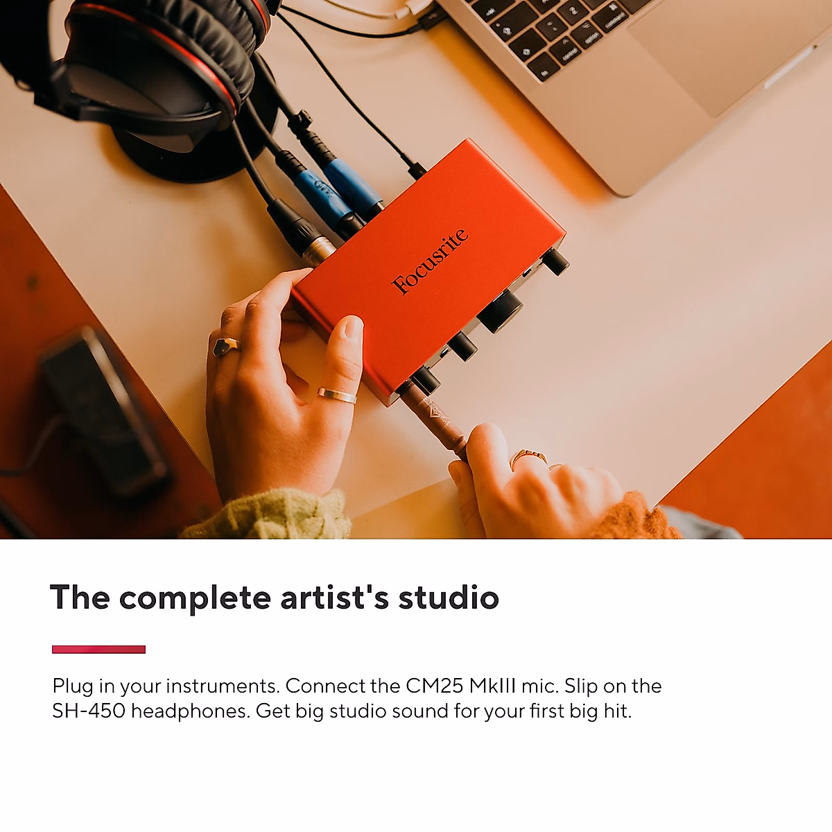 Focusrite Scarlett 2i2 Studio 4th Gen USB Audio Interface Bundle for the Songwriter with Condenser Microphone and Headphones for Recording, Streaming, and Podcasting (Renewed) (Renewed)