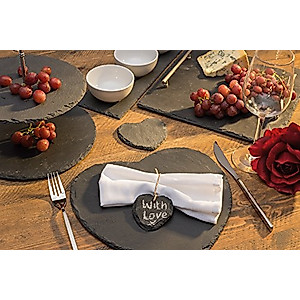 Artesà Heart-Shaped Slate Serving Platter, Hand-Finished Serveware Centrepiece - 25 cm (10") Grey