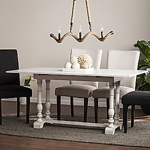 Convertible Dining Table - Expandable Wood Top Seats 2 to 6 - Double Pedestal Base
