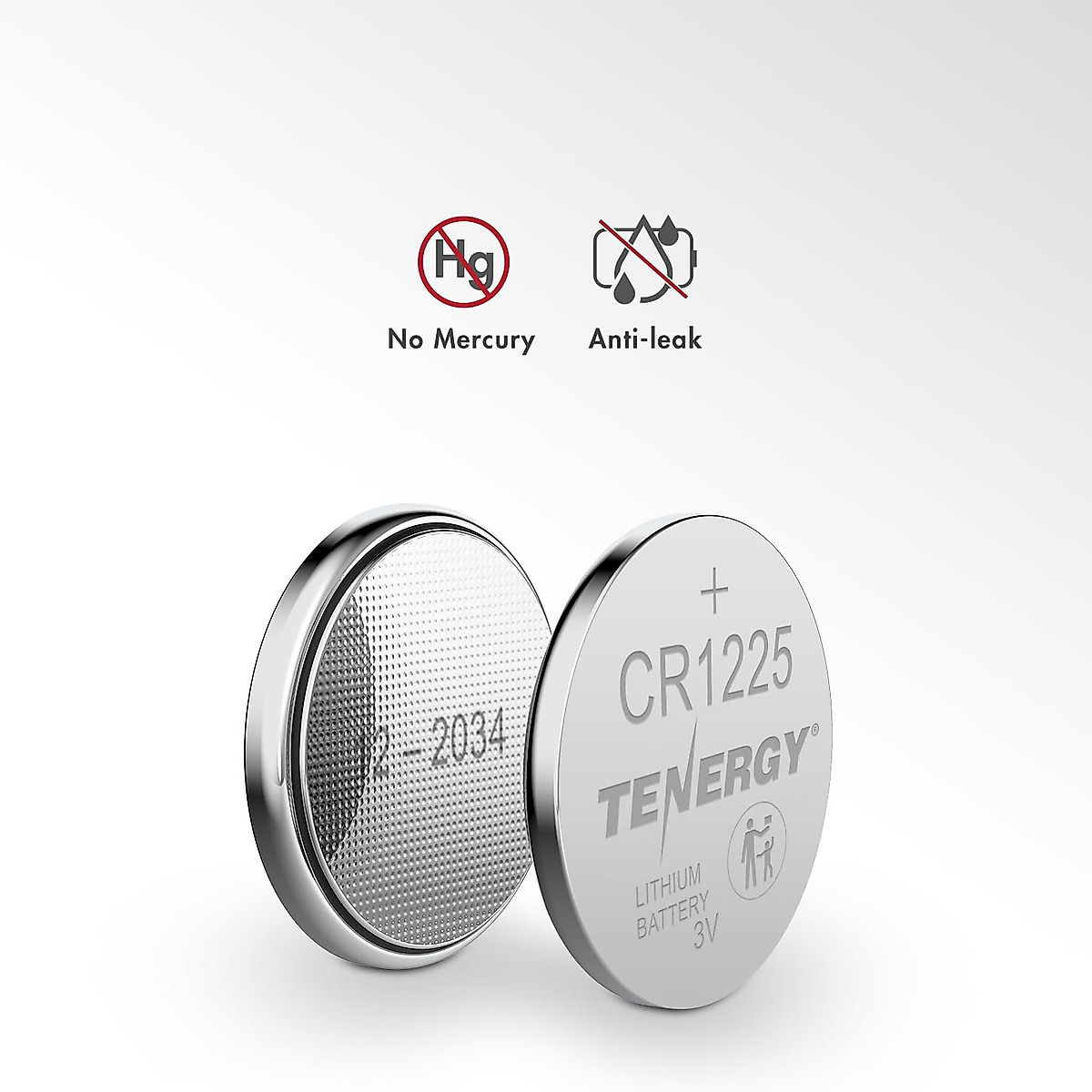 Tenergy 3 Volt Battery CR1225, Button Cell Batteries, Ideal for Thermometers, Key Fobs, Laser Pointers, Medical Devices, Calculators, and More, 5 Pack