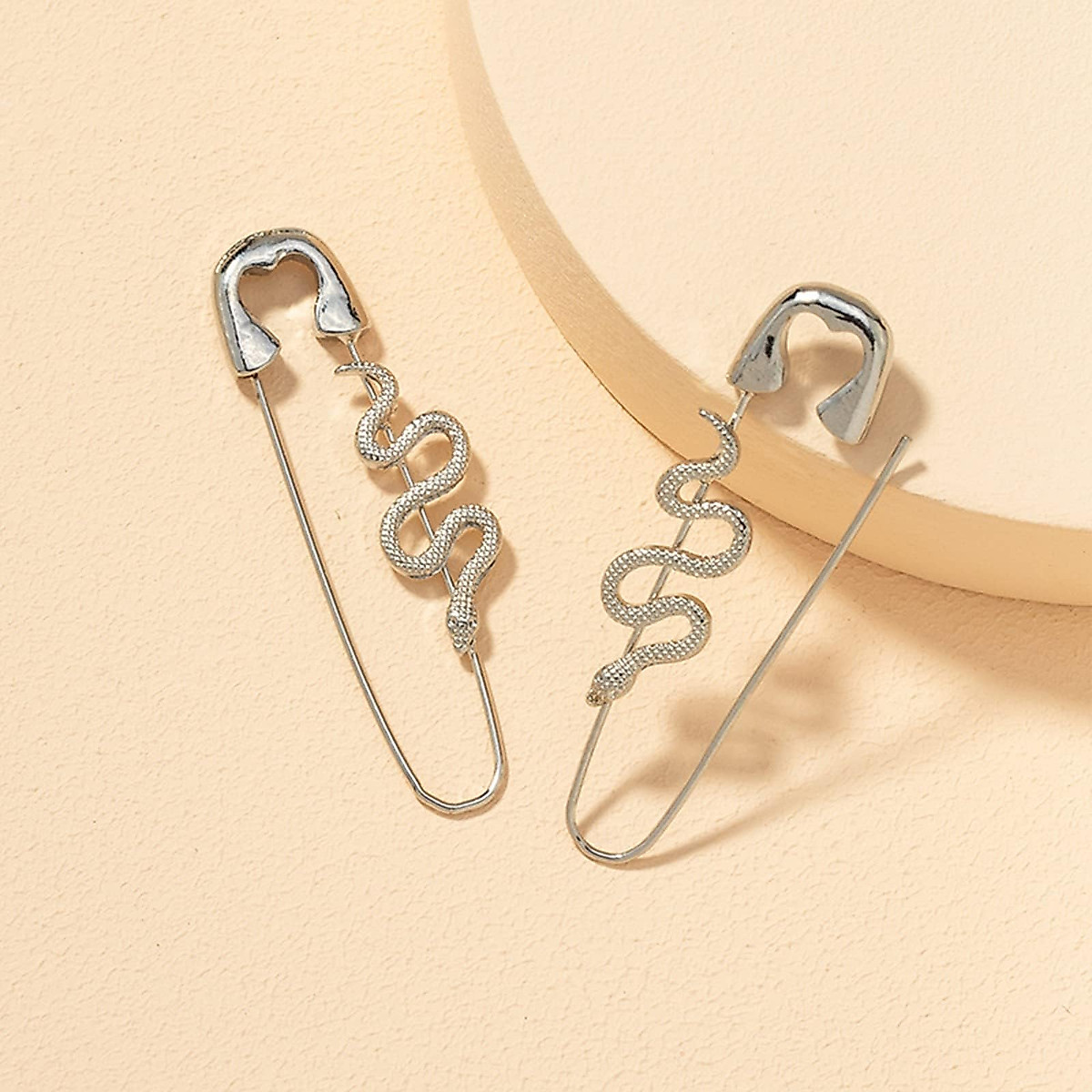 Snake Earrings for Women Gold Safety Pin Hoop Earrings Paper Clip Hoop Earrings for Women(A:Silver)