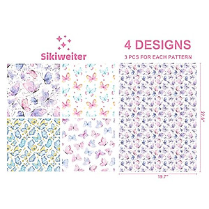 Sikiweiter Butterfly Wrapping Paper - 12 Sheets Butterfly Gift Wrap for Birthday Wedding Baby Shower Holiday - 19.7 x 27.6 Inches Per Sheet