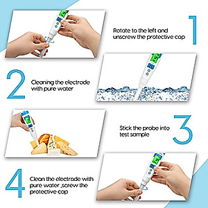 YINMIK pH Meter with Flat Surface Electrode to Measure pH of Liquids Semi-Solids e.g. Hydroponic Nutrient, Wort in Beer Brewing, Lotions and Creams Cosmetic, Durable Tester with Protective Sensor Cap