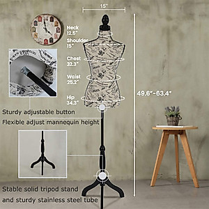 Mannequin Torso Manikin Dress Form 59-67 Inch Height Adjustable Female Dress Model Display Torso Body Tripod Stand Clothing Forms (CM, 59-67 Inches)