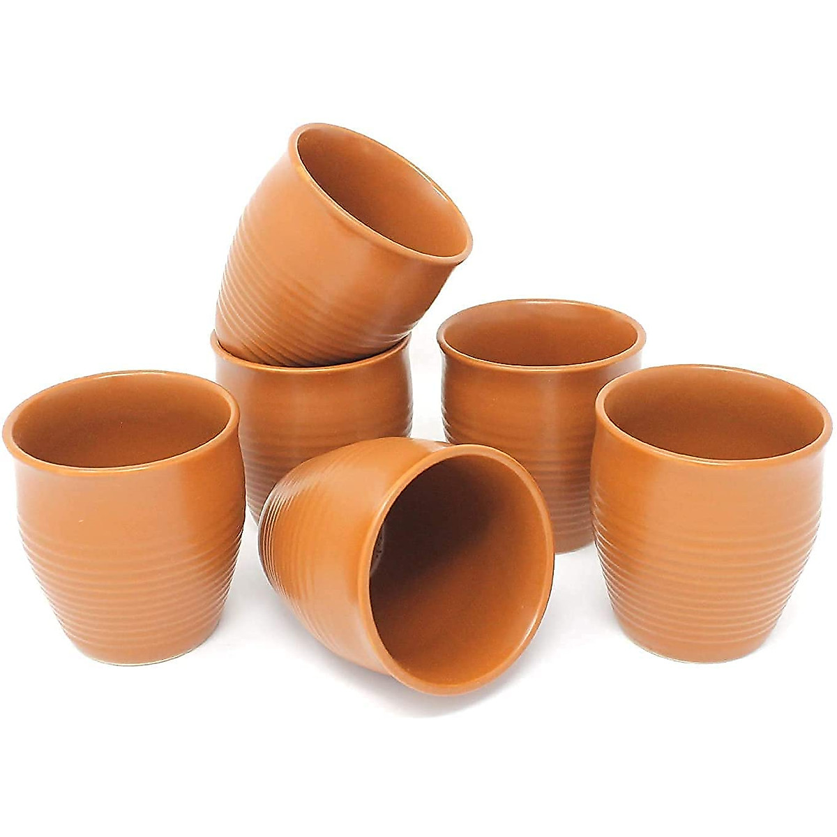 ADHAATA Ceramic Kulhar Kulhad Cups Traditional Indian Tea Chai Coffee Cup 6 OZ (Set of 6pc)
