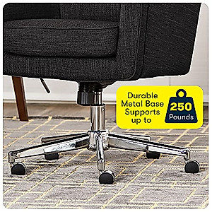 Serta Ashland Ergonomic Home Office Chair with Memory Foam Cushioning Chrome-Finished Stainless Steel Base, 360-Degree Mobility, Charcoal