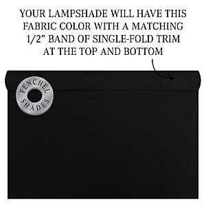 FenchelShades.com Drum Lampshade 9" Top Diameter x 10" Bottom Diameter x 7.5" Slant Height with 6" Drop Slip Uno Attachment (Linen Black)