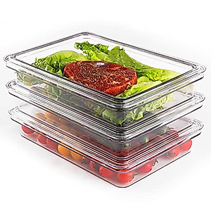 TLC Depot Fridge Organizer Food Storage Containers – 3 Clear Refrigerator Organizer Bins with Lids Stackable Containers – Shatterproof Plastic Fridge Organization and Storage Containers for Pantry
