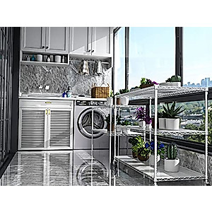 5 Tier NSF Metal Shelf Wire Shelving Unit, 7500lbs Capacity Heavy Duty Adjustable Storage Rack with Wheels & Shelf Liners for Commercial Grade Utility Steel Storage Rack , 82"H x 60"L x 24"D - Chrome