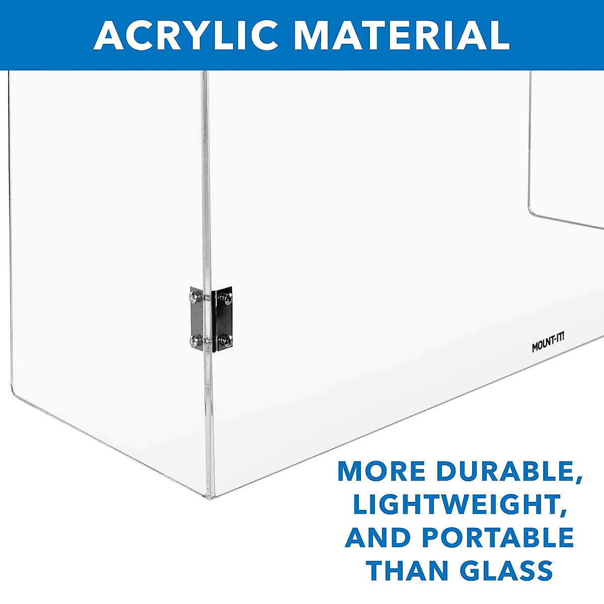 Mount-It! Acrylic Protective Sneeze Guard 27.6" x 19.7" x 25.6" | Foldable Clear Plexiglass Personal Protection Shield and Partition | Three Size Coverage