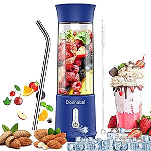 Doshabal Personal Blender, Portable Smoothie Blender on the go, Powerful Blender 18oz Navy Blue
