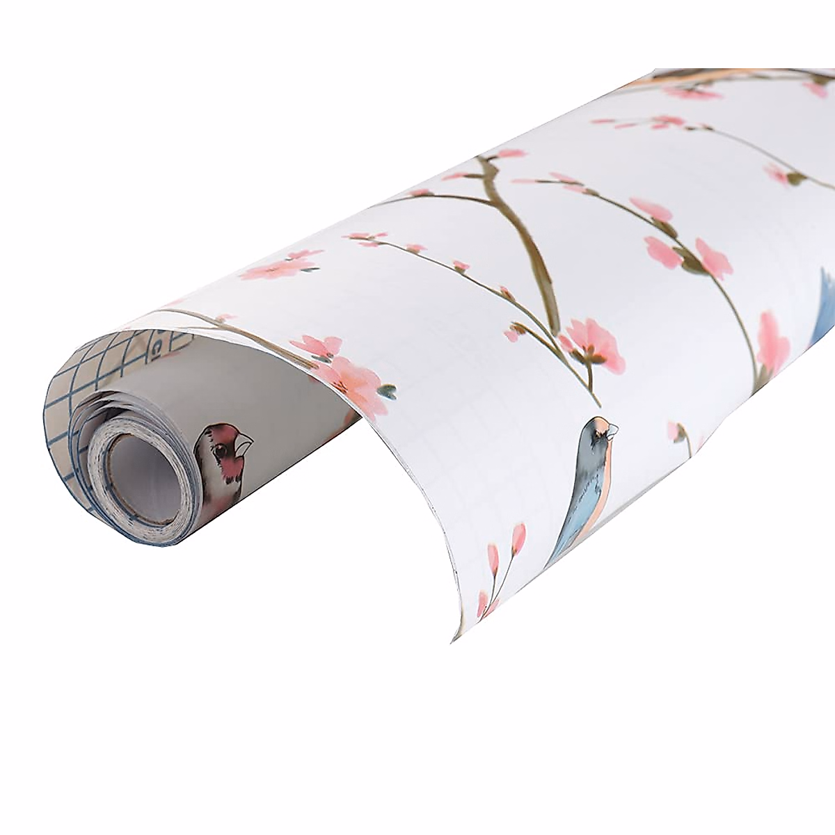 Self Adhesive Vinyl Vintage Floral Birds Shelf Liner Contact Paper for Cabinets Dresser Drawer Furniture Walls Decal 17.7X117 Inches