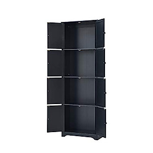 Kings Brand Furniture Lyons 4-Tier 68" Kitchen Pantry Storage Cabinet with 8 Doors, Black