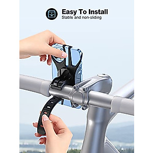 iBytoc Bike Phone Mount, [360°Rotation Shockproof] Bicycle Phone Holder, Universal Silicone Motorcycle Phone Mount Compatible with iPhone 14 13 12 11 Pro Max, More 4.0"-6.7" Phone