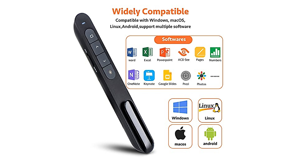 Wireless Presentation Clicker Remote | Pointer & Slide Advancer