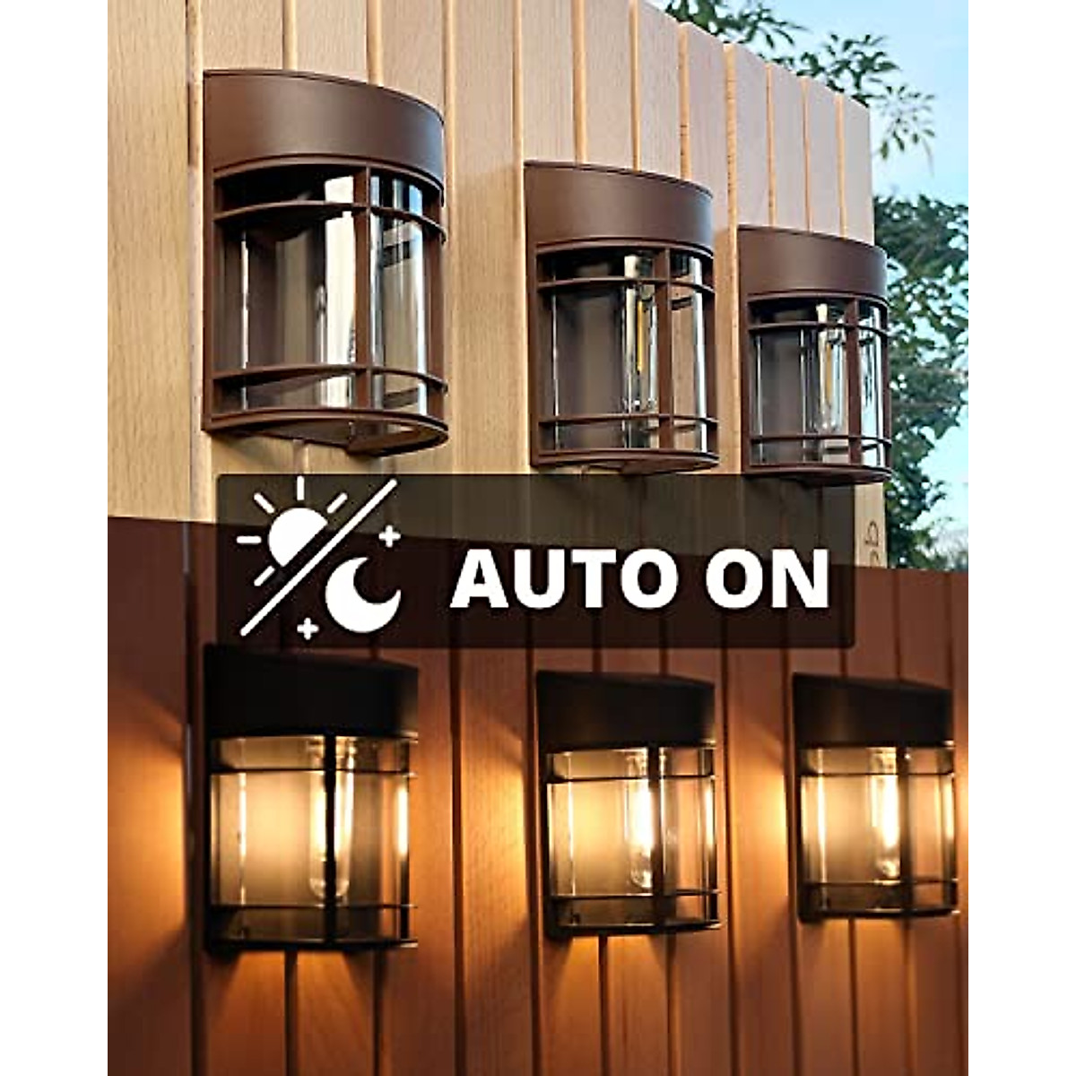 DOESLAG Solar Fence Lights, 8 Pack Deck Lights Waterproof Solar Outdoor Lights for Garden Fence Post Backyard Decor, Brown